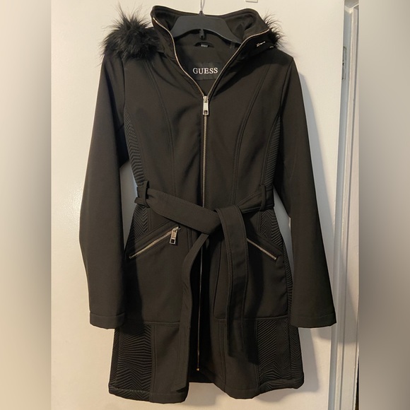 Guess | Jackets & Coats | Guess Faux Fur Belted Jacket | Poshmark